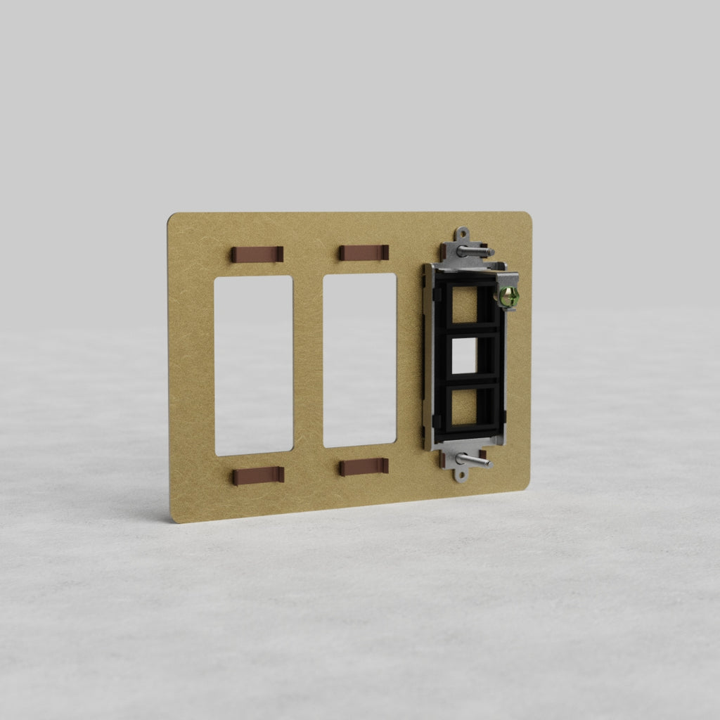 3G 2x Outlet & Keystone Plate Kew Antique Brass | Components | Switches ...